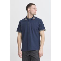 Poloshirt Blend "BHElmo", Herren, Gr. M, blau (marineblaus), Feinstrick, 100% Baumwolle, gestreift, Basic, normal normal, ohne Ausschnitt, abgesteppt, Shirts, Klassisches Poloshirt mit Stickerei