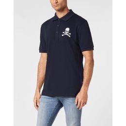 Philipp Plein Herren Poloshirt "Skull&Bones", blau, Gr. S, Obermaterial: 100% Baumwolle, Shirts