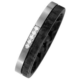 Jobo Damen Diamantring "Titanring Carbonring", 60, SI = kleine Einschl&uuml;sse, Carbon Diamanten Titantitanfarben, Carbon, Diamanten, Titan, Fingerringe,