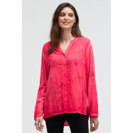 Langarmbluse SOCCX, Damen, Gr. L, lovely rot, Material: 100% Viskose, bedruckt, regular fit normal, ohne Ausschnitt, &Auml;rmel mit &Auml;rmelschlitz, Blusen, im Turn-Up-Look