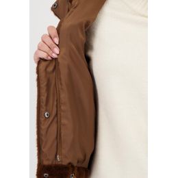monari Damen Fellimitatwestebraun, Gr. 36, unifarben, Pl&uuml;sch, Obermaterial: 100% Polyester. Futter: 100% Polyester, Westen, mit Kapuze