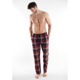 Tom Tailor Herren Pyjamahose "Rhodos", Gr. 52rot, mittel, karo, Flanell, Obermaterial: 100% Baumwolle, Hosen, mit Karo-Muster, Gummizug, Bindekordel