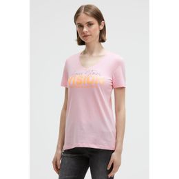 V-Shirt SOCCX, Damen, Gr. L, rosa (smooth rose), Single Jersey, Material: 100% Baumwolle, Glitzermuster, bedruckt, slim fit normal, V-Ausschnitt, eingesetzt gerader Abschluss, Shirts, aus Baumwolle