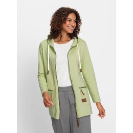 Casual Looks Damen Shirtjacke "Sweatjacke", gr&uuml;n, Gr. 46, unifarben, 50% Baumwolle, 50% Polyester, Shirts