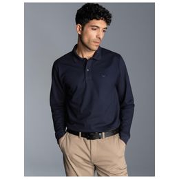 TRIGEMA Herren Poloshirt "TRIGEMA Langarm Poloshirt mit Armb&uuml;ndchen", blau, Basic, Gr. 4XL, Piqu&eacute;, 100% Baumwolle, Shirts