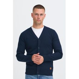 Strickjacke Blend "BHFinex", Herren, Gr. XXL, blau (marineblaus), Feinstrick, 70% Baumwolle (Recycled), 30% Polyester (Recycled), unifarben, normal normal, V-Ausschnitt, Rippstrickb&uuml;ndchen, Strickjacken Strickjacke, Komfortabler Cardigan mit Kn&ouml;pfen.