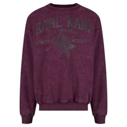 Rundhalspullover Karl Kani "Karl Kani Karl Kani Kani Street Academy Washed OS Crew", Damen, Gr. XL, lila, 100% Baumwolle, mehrfarbig, oversize, Rundhals, Pullover Rundhalspullover