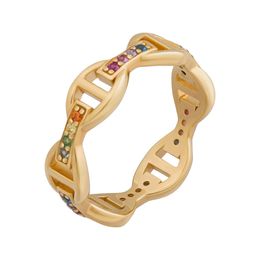 CAI CA&Iuml; Damen Fingerring "925 Silber vergoldet mit Zirkonia Rainbow", 056 (17,8), Silber 925 (Sterlingsilber), gelb, Silber 925 (Sterlingsilber),