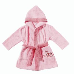 Babybademantel Egeria, L:63cm, rosa, Walkfrottee, Hausm&auml;ntel, "Pony", mit Kapuze und kleiner Stickerei, Organic Cotton
