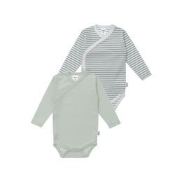 Liliput M&auml;dchen Wickelbody, Gr. 50, gr&uuml;n, 95% Baumwolle, 5% Polyester, gestreift, unifarben, Bodys, 2er-Pack mit praktischen Druckkn&ouml;pfen
