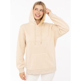 Zwillingsherz Damen Hoodie ""Happiness Vibes""beige, Gr. S, Sweatware, Obermaterial: 80% Polyester, 20% Baumwolle, Sweatshirts, Mini-Me,mit Stickerei