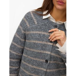 V&eacute;ro Moda VERO MODA Damen Strickjacke "VMAWESOME SHINE LS O-NCK STRIPE CARD BOO"dunkelgrau melange detail:lgm, silber lurex, Gr. S, gestreift, Strick,