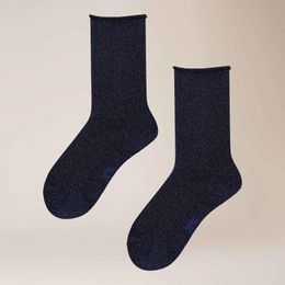 Kunert Damen Socken "Socke Sparkling Citynight", Gr. 35, blau, Obermaterial: 70% Polyamid PA. 24% metallisierte Fasern MTF. 6% Elasthan EL., Socken