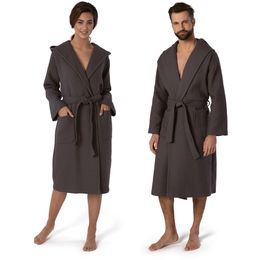 M&ouml;ve Unisex-Bademantel M&Ouml;VE, L:120cm, grau, Walkfrottier, Hausm&auml;ntel, "Piqu&eacute;e, ideal f&uuml;r Sauna & Spa, Hotelbademantel, Morgenmantel", mit Kapuze