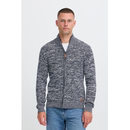 Strickjacke Blend "BHDano", Herren, Gr. L, marineblaus, Grobstrick, 70% Baumwolle (Recycled), 30% Polyester (Recycled), meliert, normal normal, hoch geschlossener Ausschnitt, Strickjacken Strickjacke, Stilvolle Grobstrick-Jacke mit Stehkragen