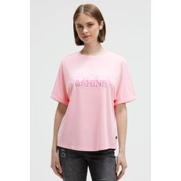 SOCCX Damen Rundhalsshirtsmooth rose, Gr. M, bedruckt, Web, Material: 70% Modal, 30% Polyester, Shirts, mit Fledermaus&auml;rmel