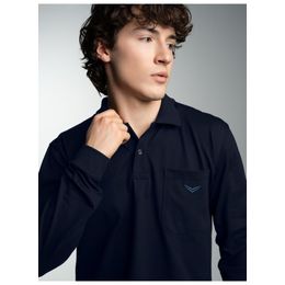 TRIGEMA Herren Poloshirt "TRIGEMA Poloshirt mit Brusttasche", blau, Basic, Gr. L, Piqu&eacute;, 100% Baumwolle, Shirts
