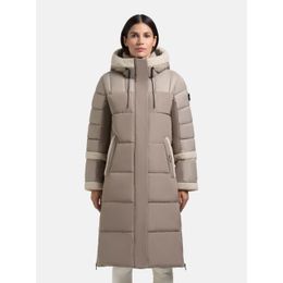 Steppmantel Khujo "Desna2", Damen, Gr. M (38), grau, Obermaterial 1: 100% Polyester; Obermaterial 2: 100% Nylon; Innenfutter: 100% Nylon; Wattierung: 100% Polyester; Kunstfell: 100% Polyester, gerade knielang, hoch geschlossener Ausschnitt, &Auml;rmel ohne &Auml;rmelschlitz B&uuml;ndchen, M&auml;ntel Steppmantel, Langer gesteppter Damen Mantel mit zahlreichen Features