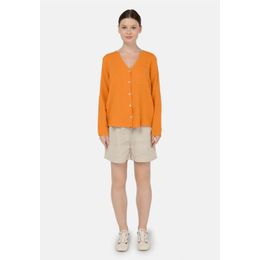 FRESHLIONS Damen Klassische Bluse "Bailey", orange, Gr. M, unifarben, 100% Baumwolle, Blusen, mit stylischem V-Ausschnitt