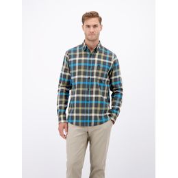 Karohemd Lerros, Herren, Gr. L, N-Gr, nordic olive, Web, Obermaterial: 100% Baumwolle, kariert, regular fit normal, Manschette, Hemden Karohemd, mit Logo Stickerei