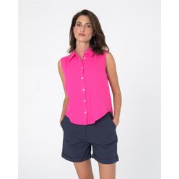 FRESHLIONS Damen Klassische Bluse "Ruth", rot, Gr. M, unifarben, 100% Baumwolle, Blusen, im &auml;rmellosen Design
