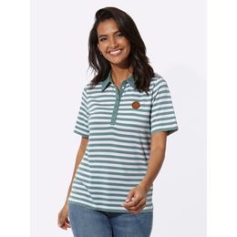 Casual Looks Damen Poloshirt "Poloshirt", gr&uuml;n, Gr. 40, gemustert, gestreift, mehrfarbig, 50% Baumwolle, 50% Modal, Shirts
