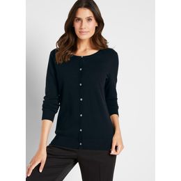 bonprix Damen Strickjacke "Enge Feinstrickjacke", schwarz, Gr. 56, Obermaterial: 70% Baumwolle, 30% Polyamid, Strickjacken, Enge Feinstrickjacke