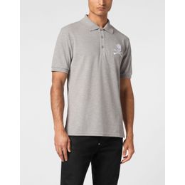 Philipp Plein Herren Poloshirt "Skull&Bones", grau, Gr. XXL, Obermaterial: 100% Baumwolle, Shirts