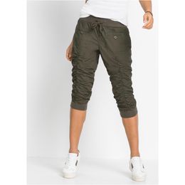 bonprix Damen 3/4-Hose "3/4-Hose aus reiner Baumwolle", grün, Gr. 56, Obermaterial: 100% Baumwolle, Hosen, 3/4-Hose aus reiner Baumwolle