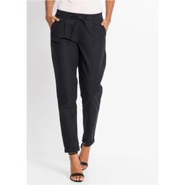 bonprix Damen Leinenhose "Leinenhose", schwarz, Gr. 48, Obermaterial: 55% Leinen, 45% Baumwolle, Hosen, Leinenhose