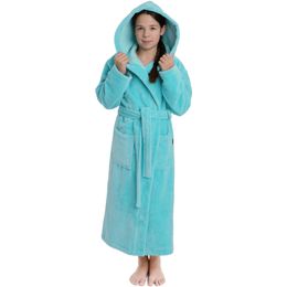 WEWO-Fashion Kinderbademantel WEWO FASHION, L:100cm, blau, Baumwoll-Mix, Hausmäntel, "8514", mit kuscheliger Kapuze