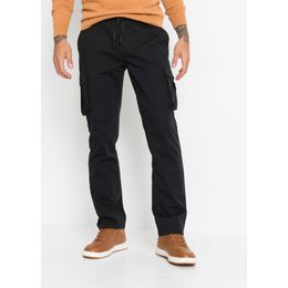 bonprix Damen Cargohose, schwarz, Gr. 52, Obermaterial: 100% Baumwolle, Hosen, Regular Fit Cargohose aus reiner Baumwolle, Straight