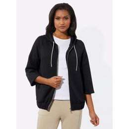 Inspirationen Damen Shirtjacke "Shirtjacke", schwarz, Gr. 42, unifarben, 50% Modal, 44% Polyester, 6% Elasthan, Shirts