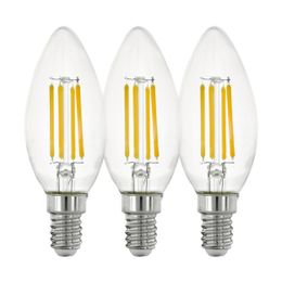 hofstein LED Leuchtmittel 3-er Set, Glühbirne in Kerzenform mit E14 Fassung 4 Watt, 15.000 Stunden, 15.000 On/Off, 470 Lumen, 2700 Kelvin, nicht dimmbar