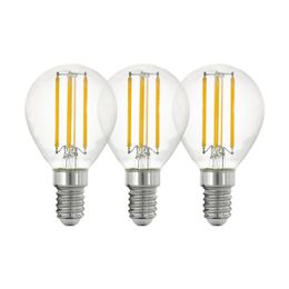 hofstein LED Leuchtmittel 3-er Set, Runde Glühbirne mit E14 Fassung 4 Watt, 15.000 Stunden, 15.000 On/Off, 470 Lumen, 2700 Kelvin, nicht dimmbar