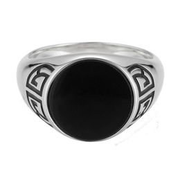 CAI CAÏ Herren Fingerring "925 Silber rhodiniert Onyx Asien Motiv", 062 (19,7), Silber 925 (Sterlingsilber), weiß, Silber 925 (Sterlingsilber),