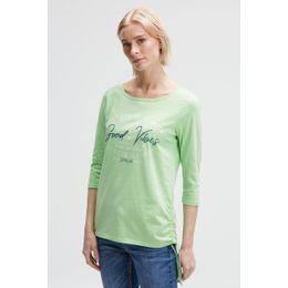 3/4-Arm-Shirt SOCCX, Damen, Gr. M, milky gr&uuml;n, Single Jersey, Material: 100% Baumwolle, bedruckt, regular fit normal, Rundhals, eingesetzt gerader Abschluss, Shirts 3/4-Arm-Shirt, mit Bindeband am Saum
