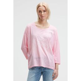 SOCCX Damen 3/4-Arm-Shirtsmooth rose, Gr. M, bedruckt, Material: 50% Baumwolle, 50% Modal, Shirts, mit l&auml;ngerer R&uuml;ckenpartie