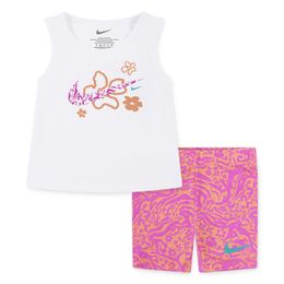 Nike Sportswear M&auml;dchen Top & Shorts "NKG WILD FLOWER AOP BIKE SHORT"apricot agat, Gr. 80, Obermaterial: 60% Baumwolle, 40% Polyester. Obermaterial