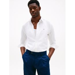 Tommy Hilfiger Herren Langarmhemd "DOBBY STRUCTURE Regular Fit SHIRT", wei&szlig;, Gr. M, Web, Obermaterial: 100% Baumwolle, Hemden