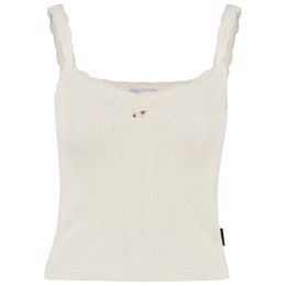 Karl Kani Damen Muskelshirt "Karl Kani Woven Signature Pointelle Top"sanftes wei&szlig;, Gr. S, unifarben, 50% Baumwolle (Bio), 50% Viskose, Shirts