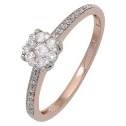 Jobo Damen Diamantring "Bicolor Ring", 58, SI = kleine Einschl&uuml;sse, Diamanten Ros&eacute;gold 585 Wei&szlig;gold 585ros&eacute;gold 585, Diamanten, Ros&eacute;gold 585,