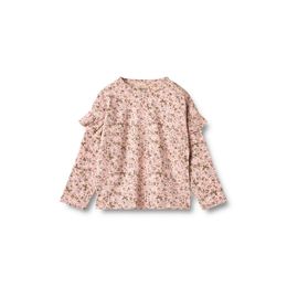 Longsleeve Wheat "Wheat T-shirt L/S Belinda", M&auml;dchen, Gr. 104, rose powder flowers, 95% Baumwolle, 5% Elasthan, gebl&uuml;mt, normal, Rundhals, Shirts