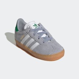 Jungen Sneaker "GAZELLE COMFORT CLOSURE ELASTIC LACES KIDS", adidas originals, Gr. 26halo silber, cloud wei&szlig;, gr&uuml;n, Leder, Synthetik, Schuhe, f&uuml;r