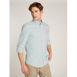 Tommy Hilfiger Herren Langarmhemd "HERITAGE OXFORD STRIPE Regular Fit SHIRT", grün, Gr. S, gestreift, Web, Obermaterial: 100% Baumwolle, Hemden