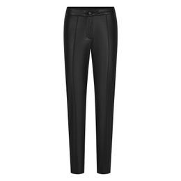 GOLDNER Damen Stoffhose "Kurzgr&ouml;&szlig;e Slim Fit Leder-Hose Bella, hoher Bund", schwarz, Gr. 24, Obermaterial: 67% Baumwolle CO. 30% Polyester PES. 3%