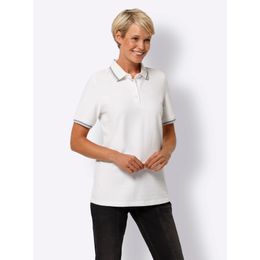Classic Basics Damen Poloshirt "Poloshirt", wei&szlig;, Gr. 48, gemustert, gestreift, 95% Baumwolle, 5% Elasthan, Shirts