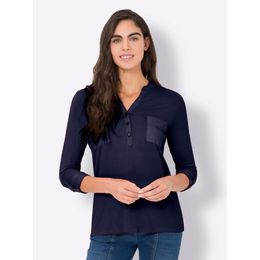 Heine Damen Langarmshirt "Shirtbluse", blau, Gr. 38, unifarben, 95% Viskose, 5% Elasthan, Shirts