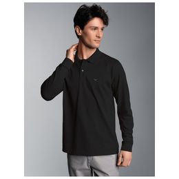 TRIGEMA Herren Poloshirt "TRIGEMA Langarm Poloshirt mit Armb&uuml;ndchen", schwarz, Basic, Gr. XL, Piqu&eacute;, 100% Baumwolle, Shirts