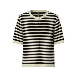 Pieces Damen Strickjacke "PCORINA SS STRIPE KNIT CARDI PWP BC", schwarz, Gr. S, gestreift, Strick, Obermaterial: 52% Viskose, 28% Polyester, 20%